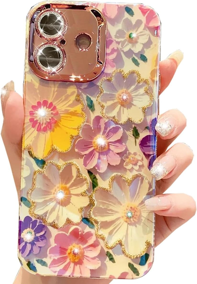 Floral Case for iPhone 16 Plus,Cute Colorful Retro Oil Painting Printed ...