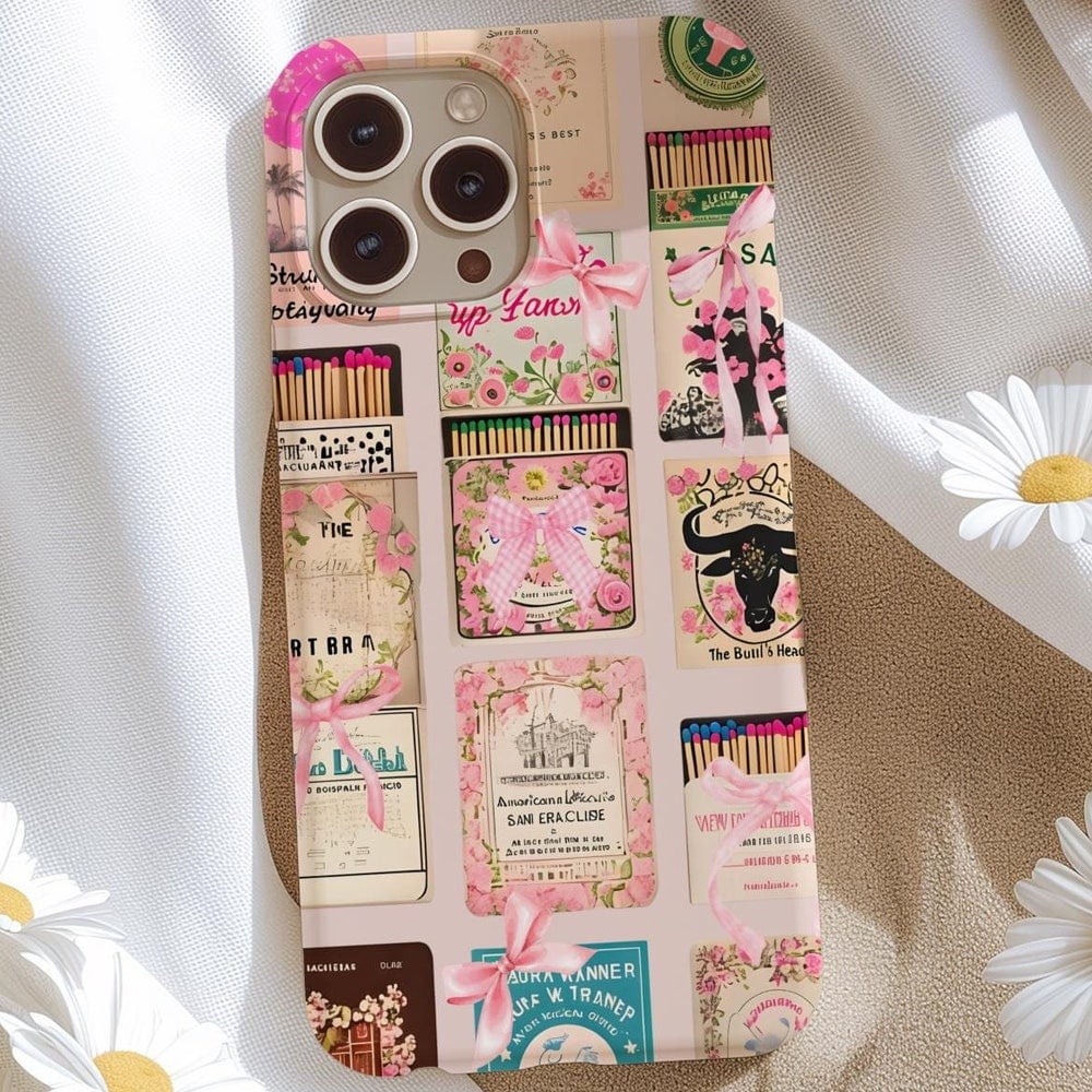 Floral Charming Vintage Matchbox Preppy Phone Case with iPhone 17 to 11 ...