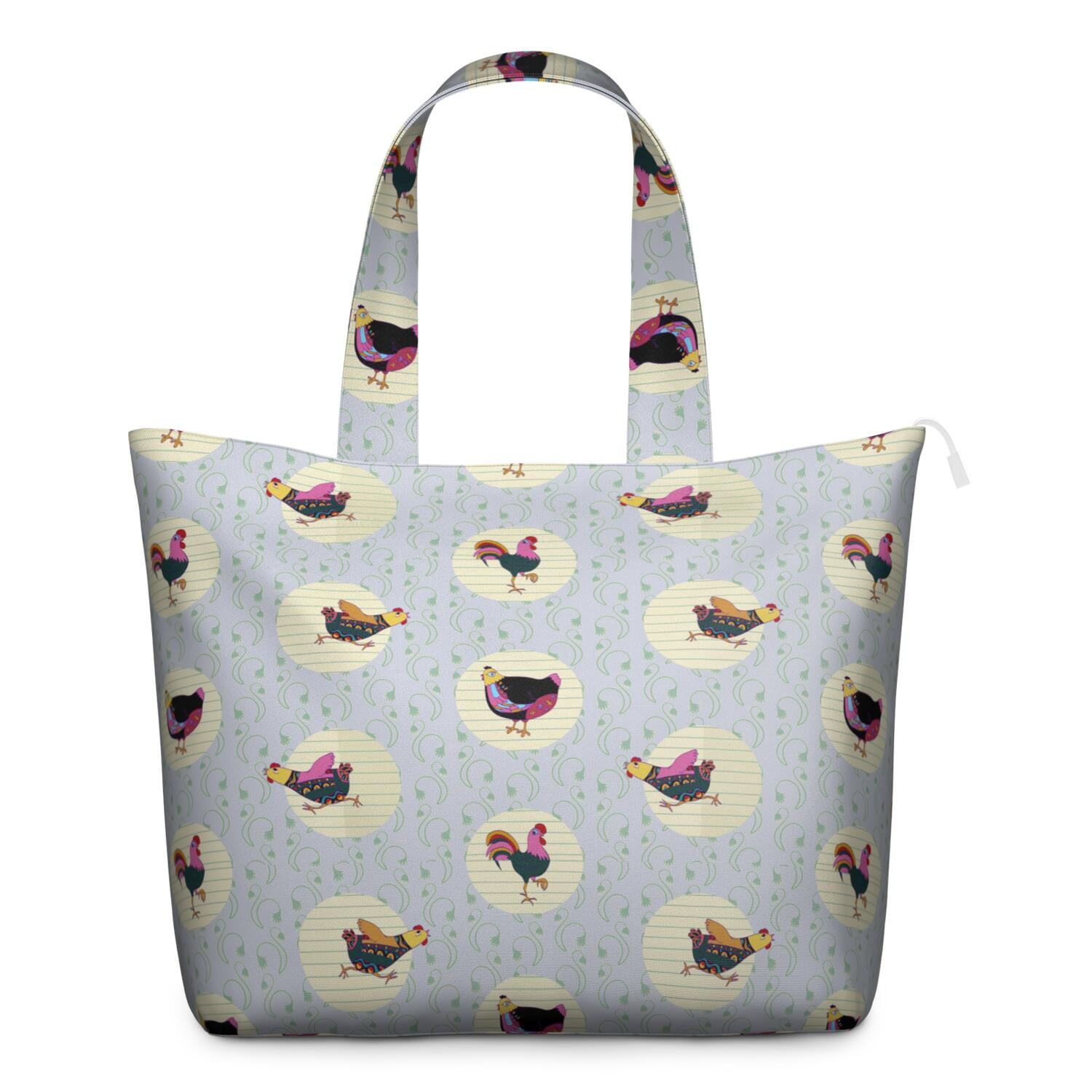 Floral Chicken Farm Duffel Tote, Rustic Hen and Rooster Pattern Travel ...