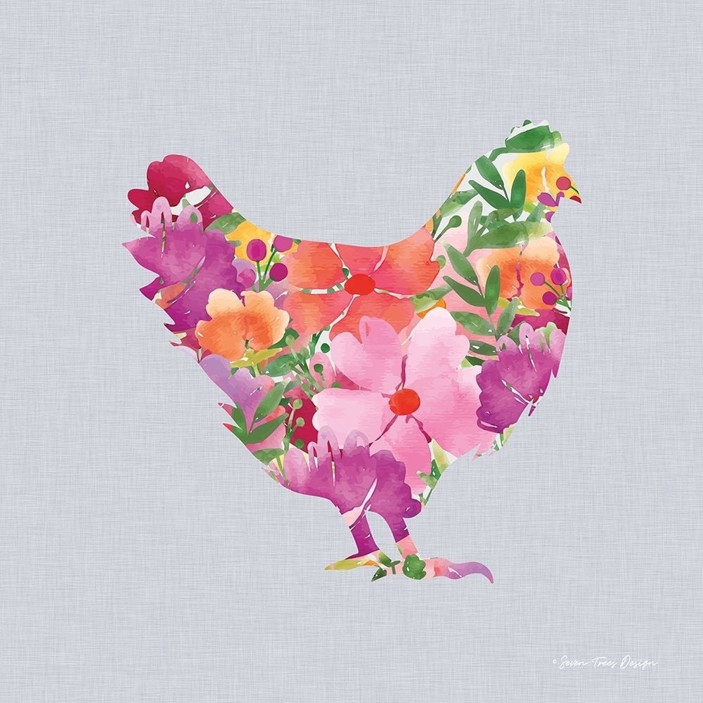 Floral Chicken Poster Print by Seven Trees Design Seven Trees Design ...