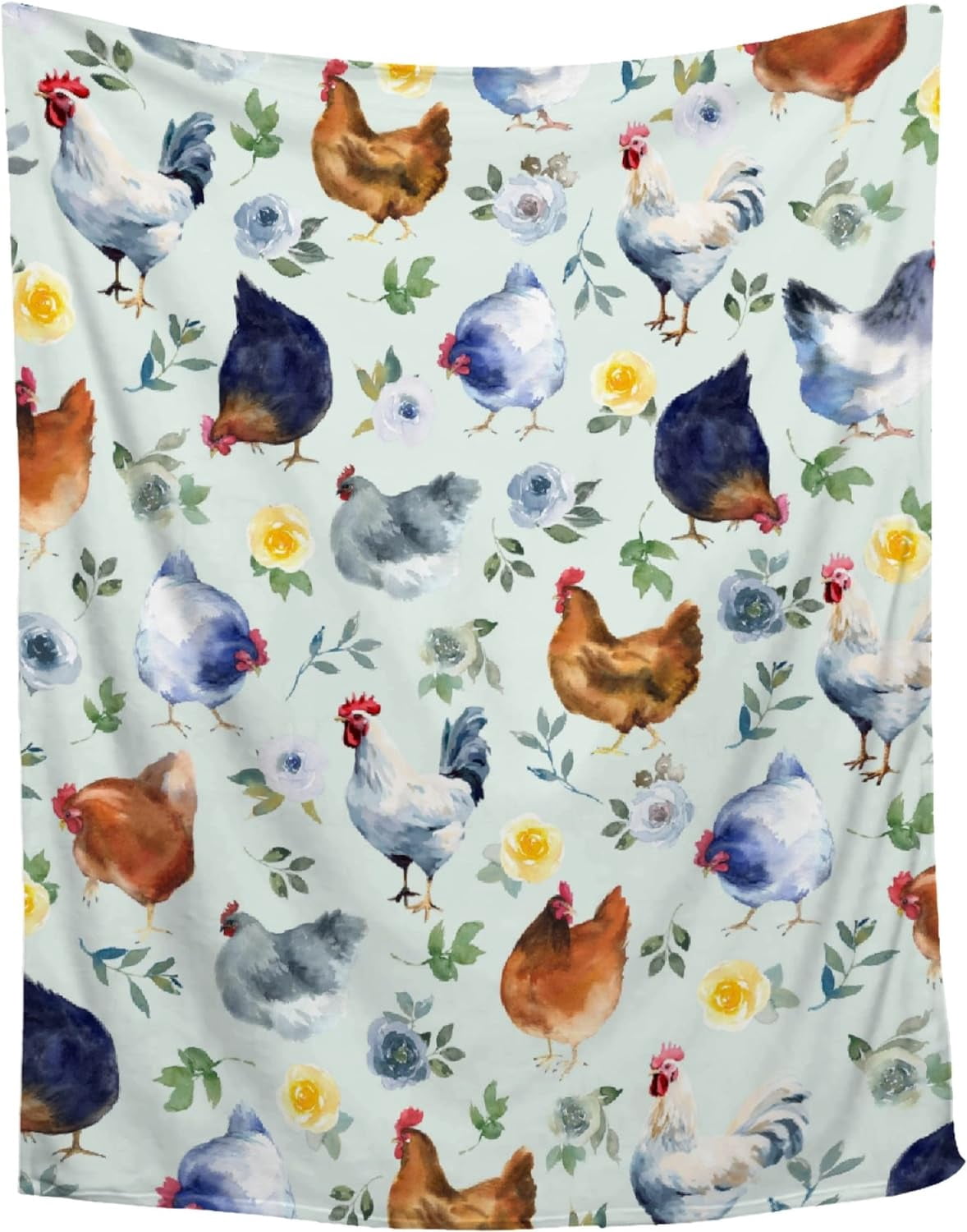 Floral Chickens Throw Blanket,Super Soft Flannel Blankets Gifts,Warm ...