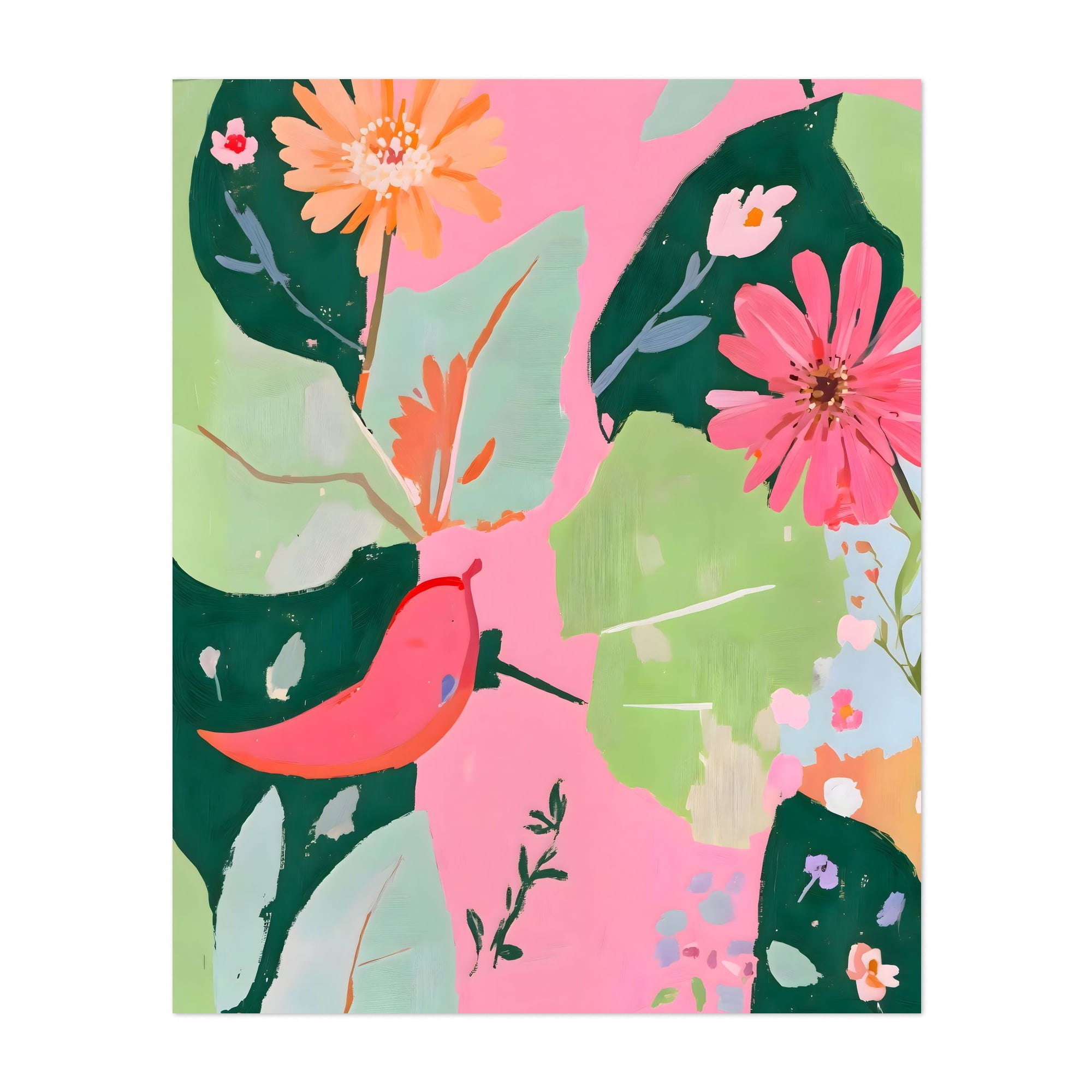 Floral & Chili Pepper - Painting Floral Abstract Modern Art Botanical ...