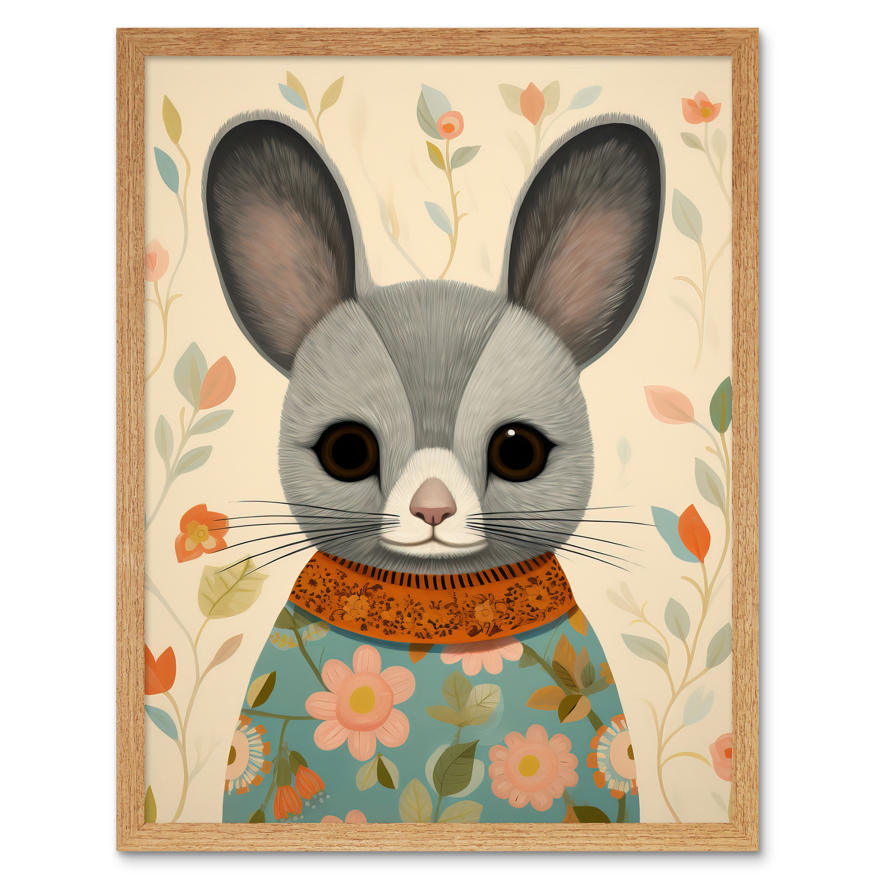 Floral Chinchilla Cute Flower Floral Artwork for Kids Bedroom Baby ...