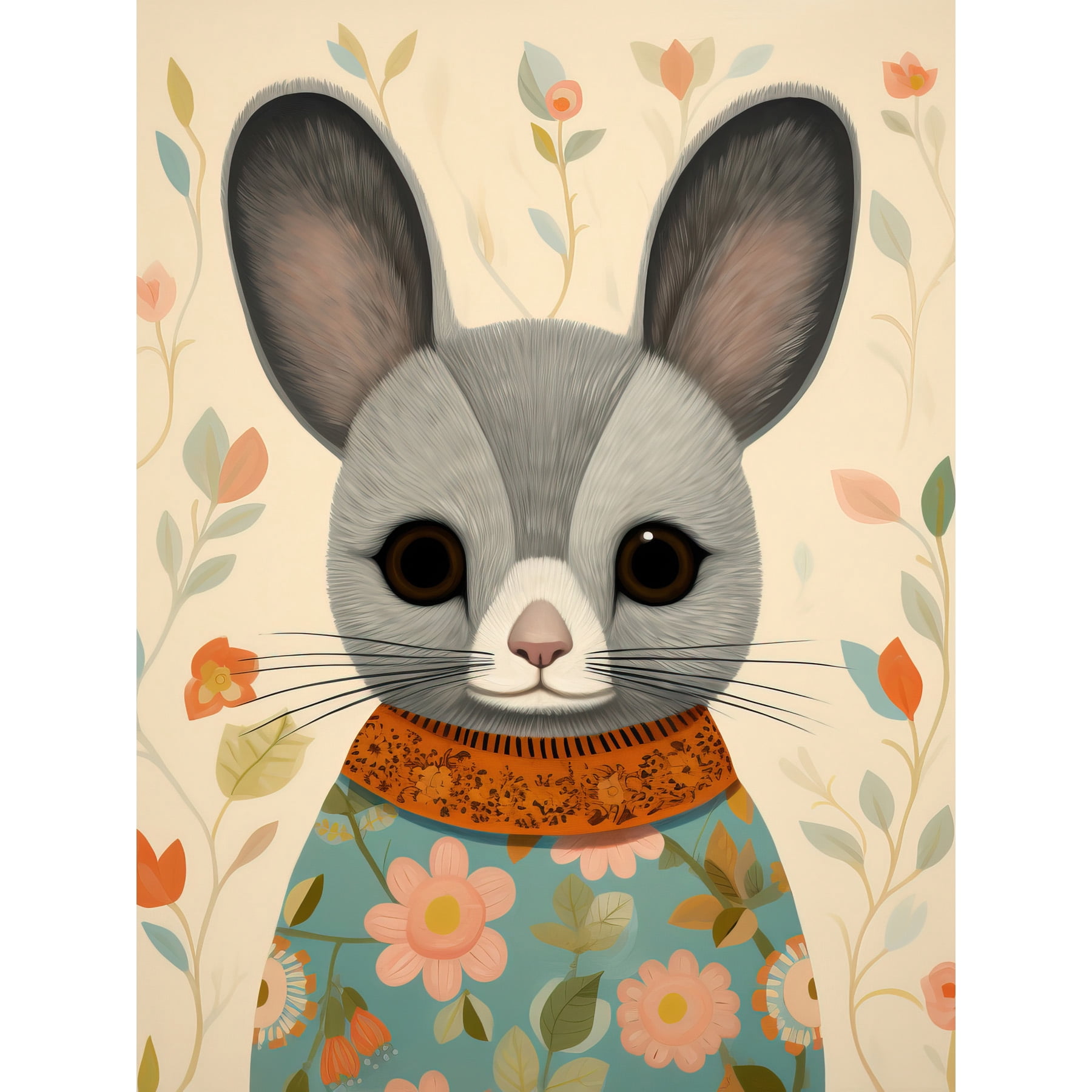 Floral Chinchilla Cute Flower Floral Artwork for Kids Bedroom Baby ...