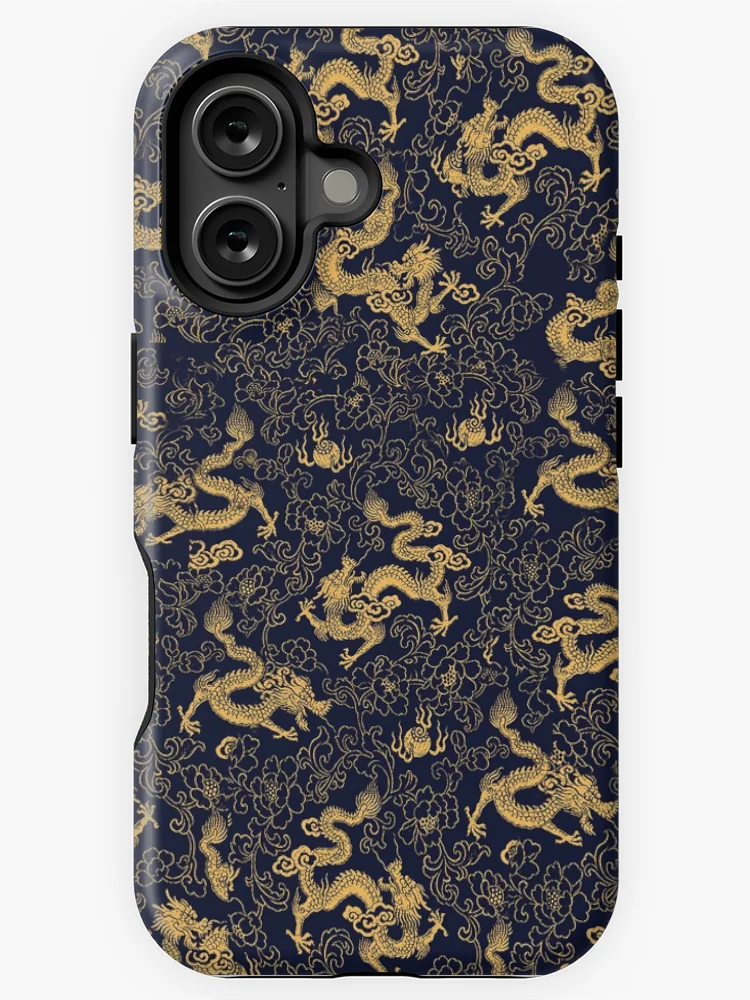 Floral Chinese Dragons iPhone Case for 11 through 16 Pro Max, Elegant ...