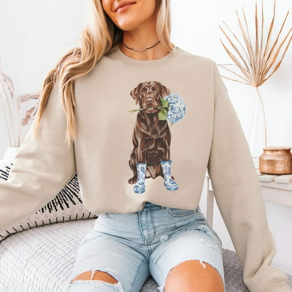 Floral Chocolate Lab Sweatshirt, Labrador Toile Sweater, Lab Lover ...