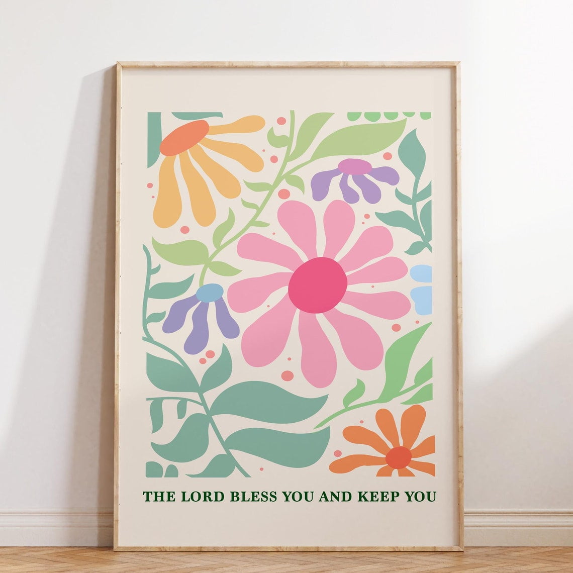 Floral Christian Wall Art, Bible Verse Print, Scripture Art, Retro ...