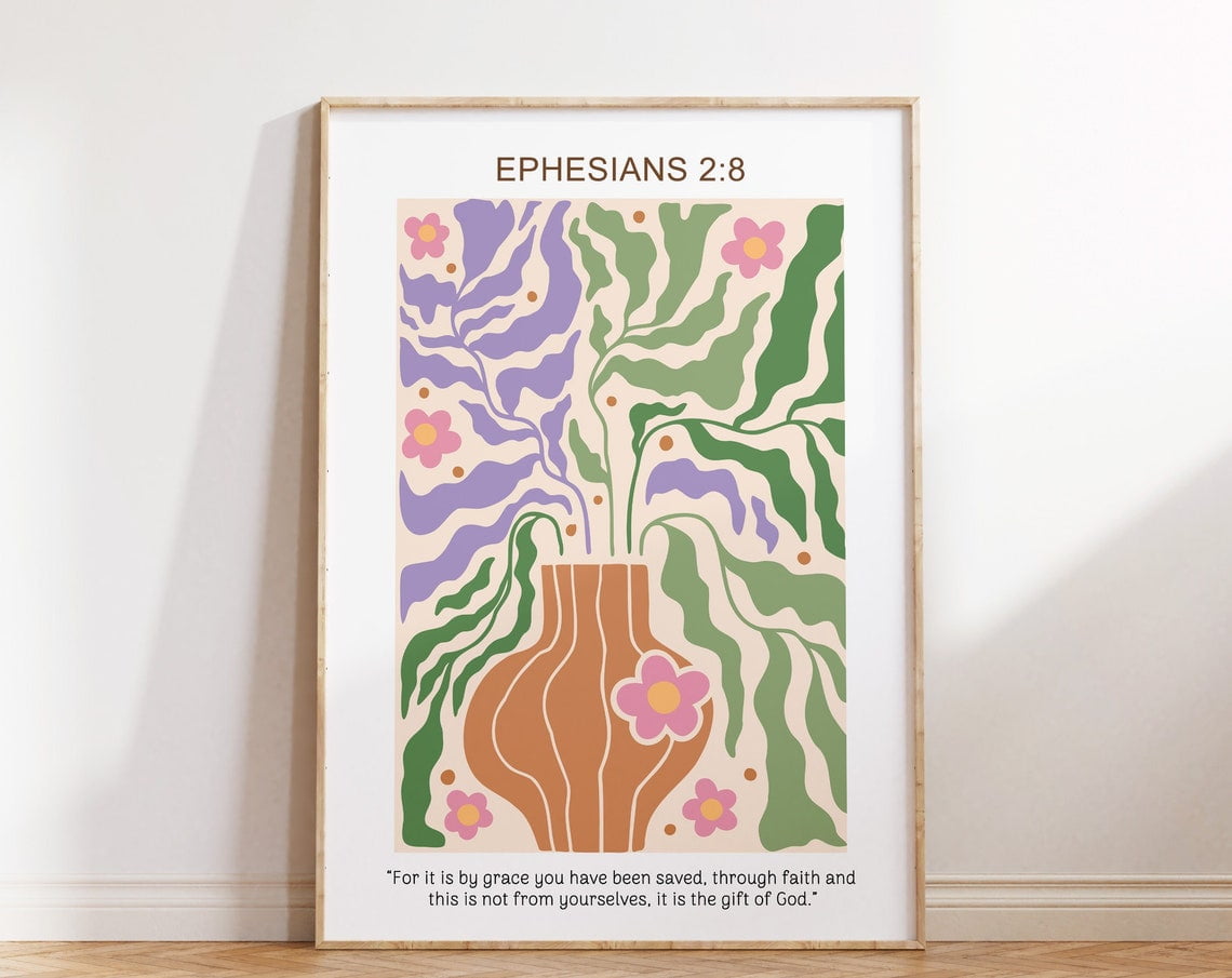 Floral Christian Wall Art, Ephesians Scripture, Religious Poster, Wall ...