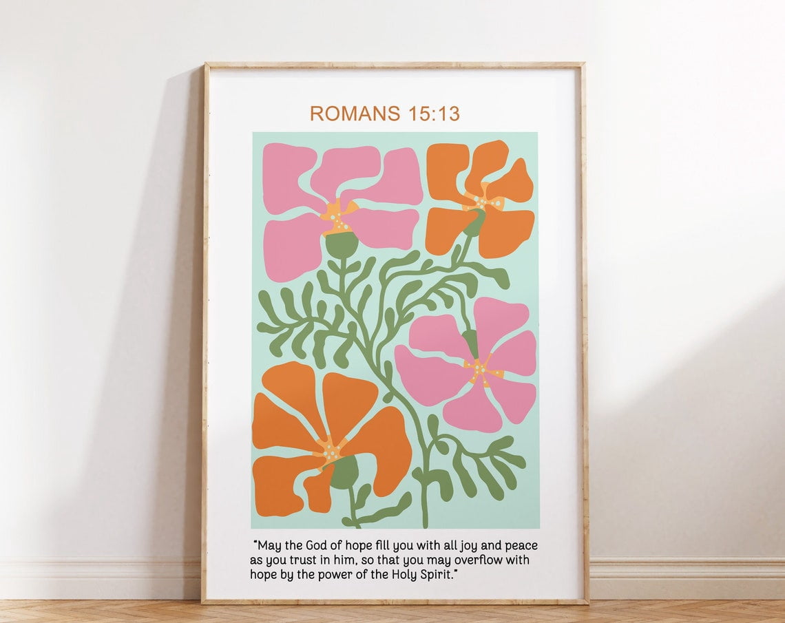 Floral Christian Wall Art, Romans Scripture, Religious Poster, Wall ...