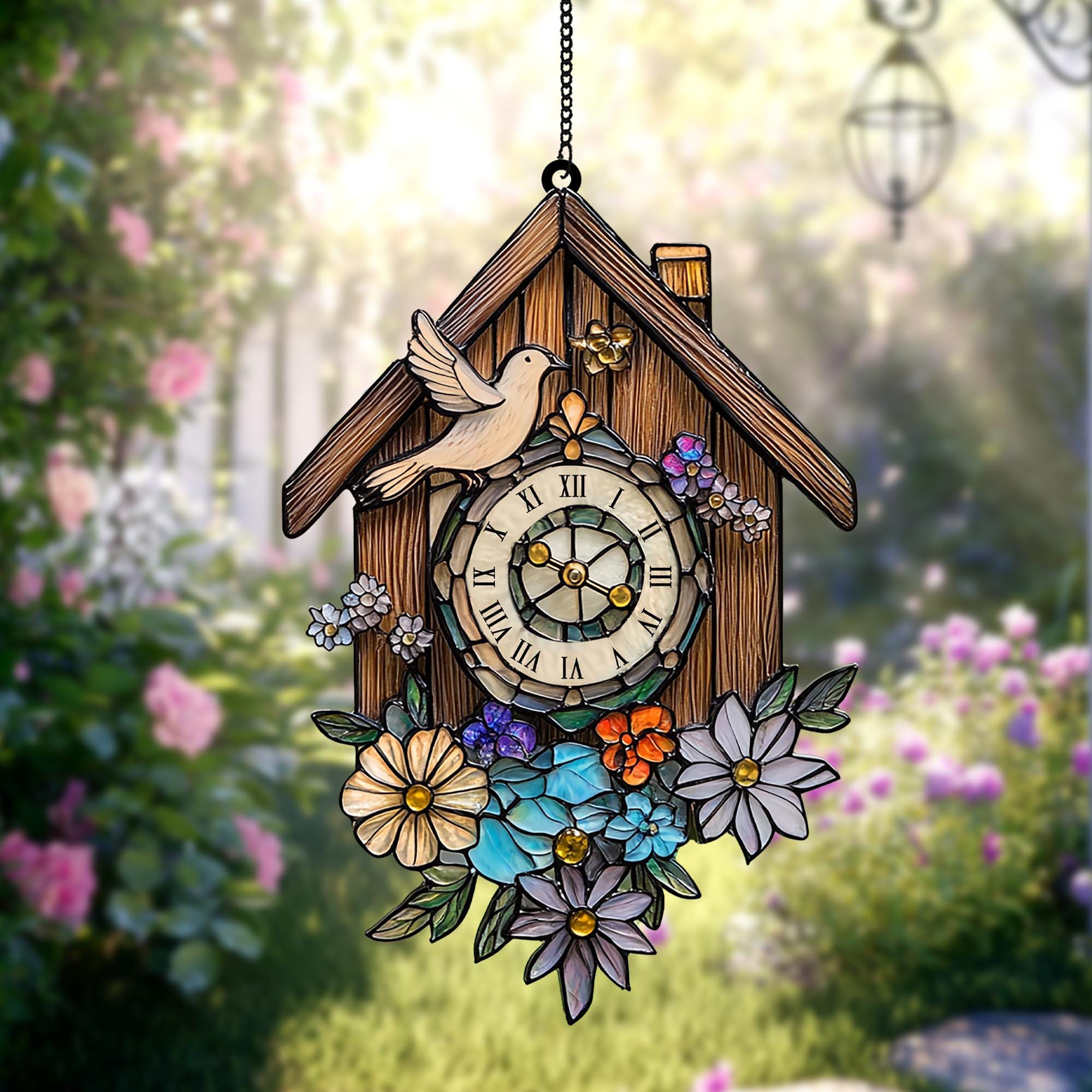 Floral Clockhouse Acrylic Suncatcher fullxfull Cottagecore Birdhouse ...