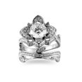 Floral Cluster Diamond Bridal Ring Set, Rose Flower Design Diamond Ring ...
