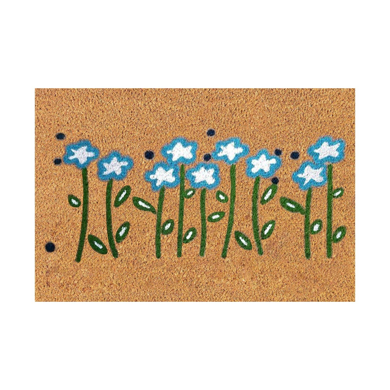 Floral Coco Doormat Coir Mat for Entryway Outside Yard Home Decoration ...