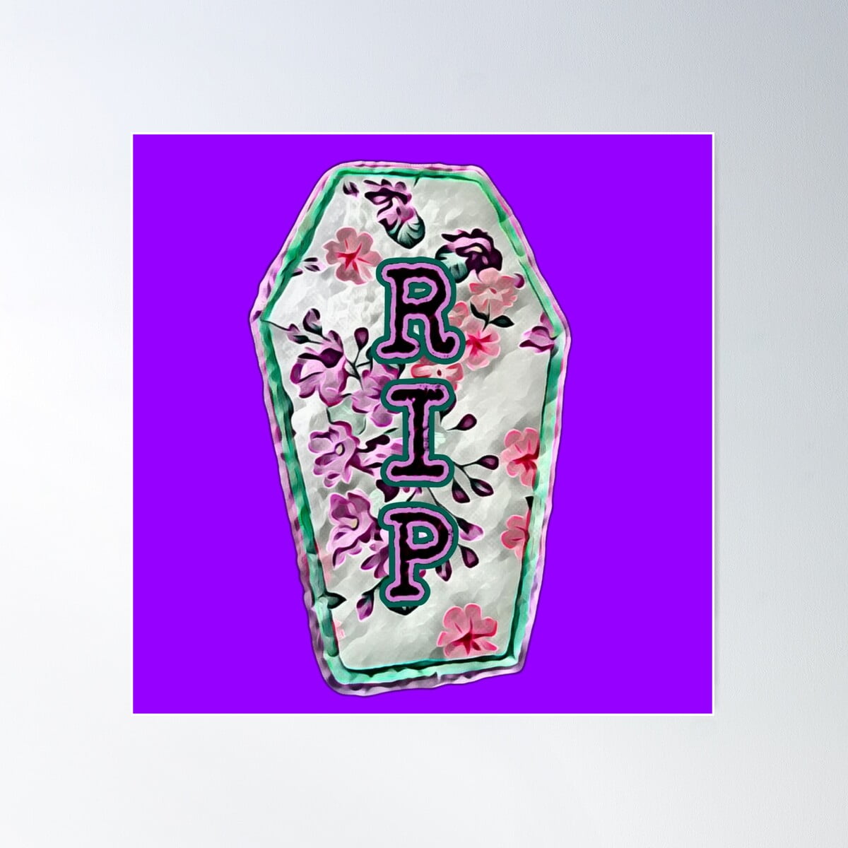 Floral Coffin Poster Wall Art, Modern Wall Decor For Living Room ...