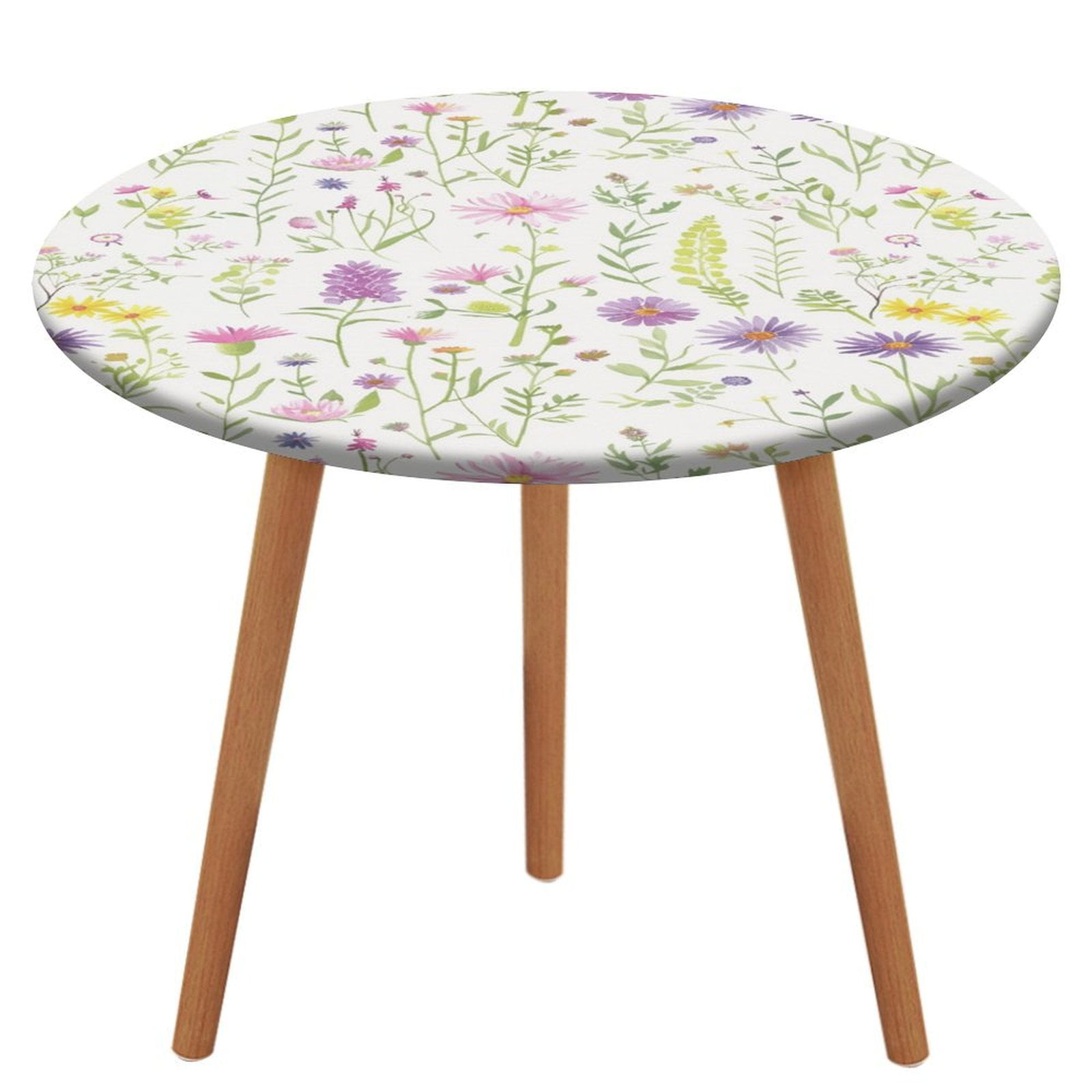 Floral Colorful Flower Round Fitted Tablecloth with Backing Elastic ...