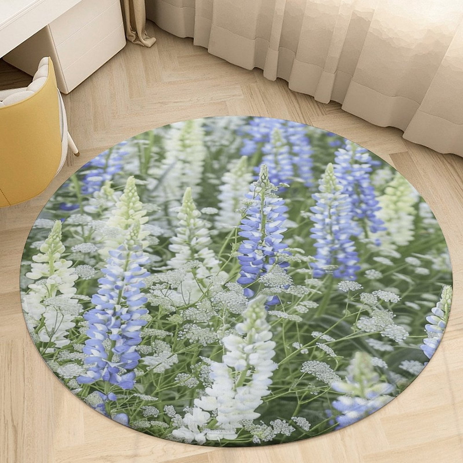 Floral Colorful Flower Round Rugs -Washable Non-Slip Small Round Area ...
