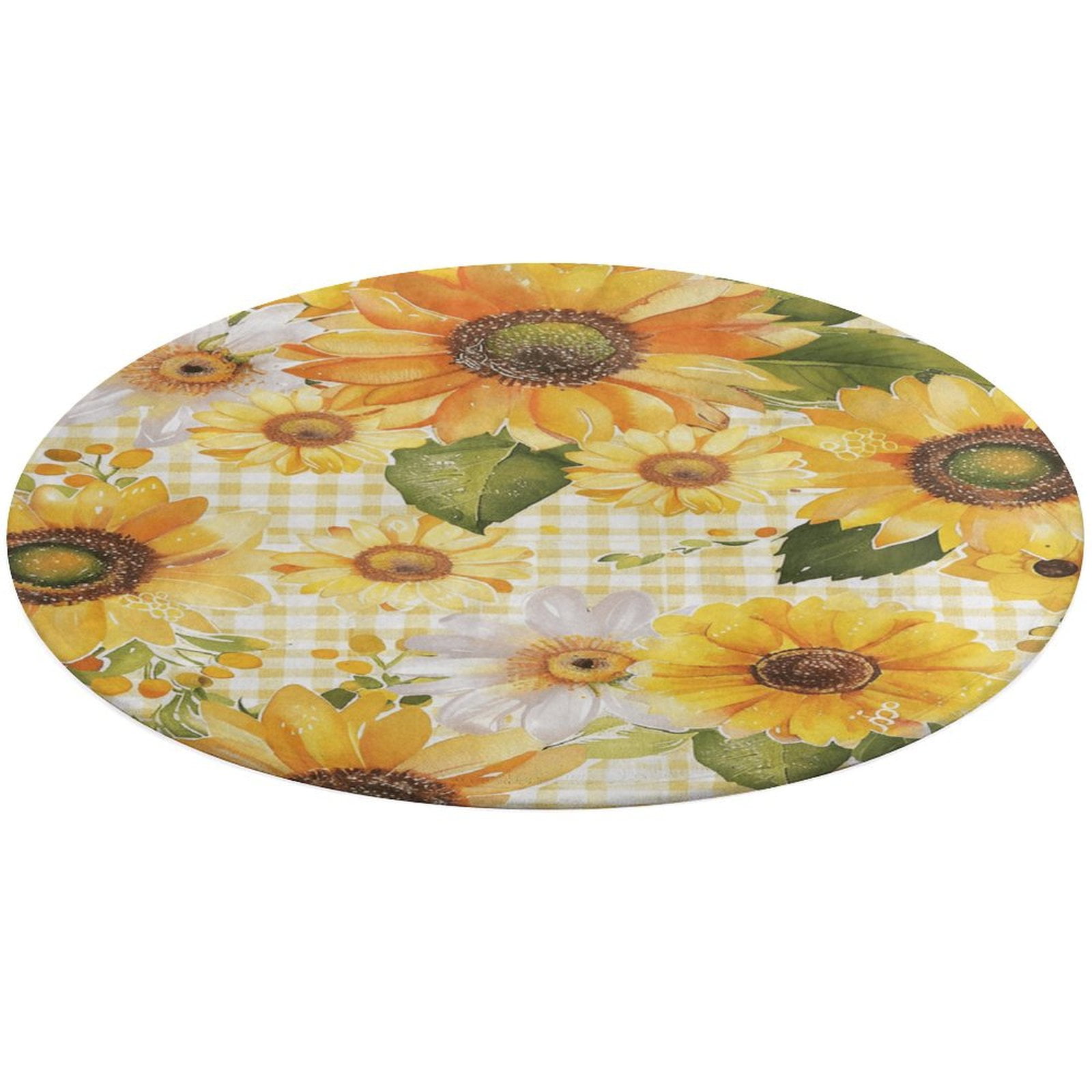 Floral Colorful Flower Round Rugs -Washable Non-Slip Small Round Area ...