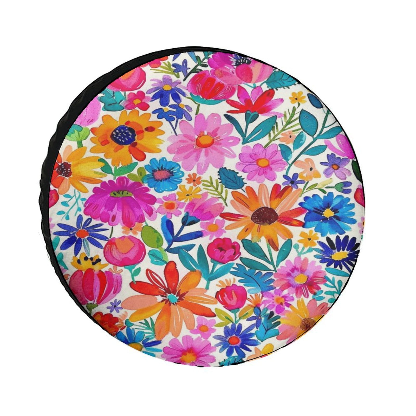 Floral Colorful Flower Spare Tire Cover for Trailer, Waterproof Oxford ...
