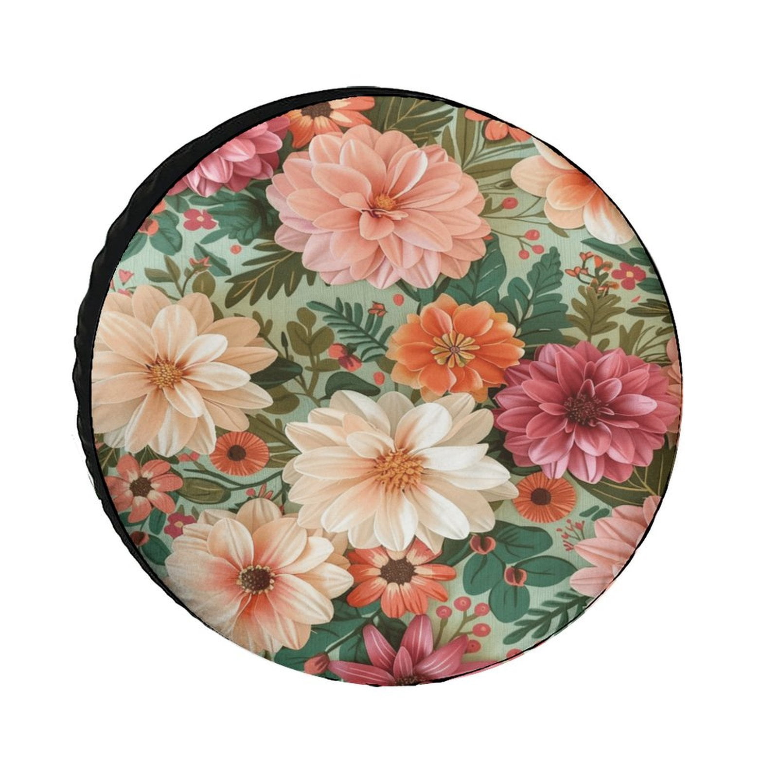 Floral Colorful Flower Spare Tire Cover for Trailer, Waterproof Oxford ...