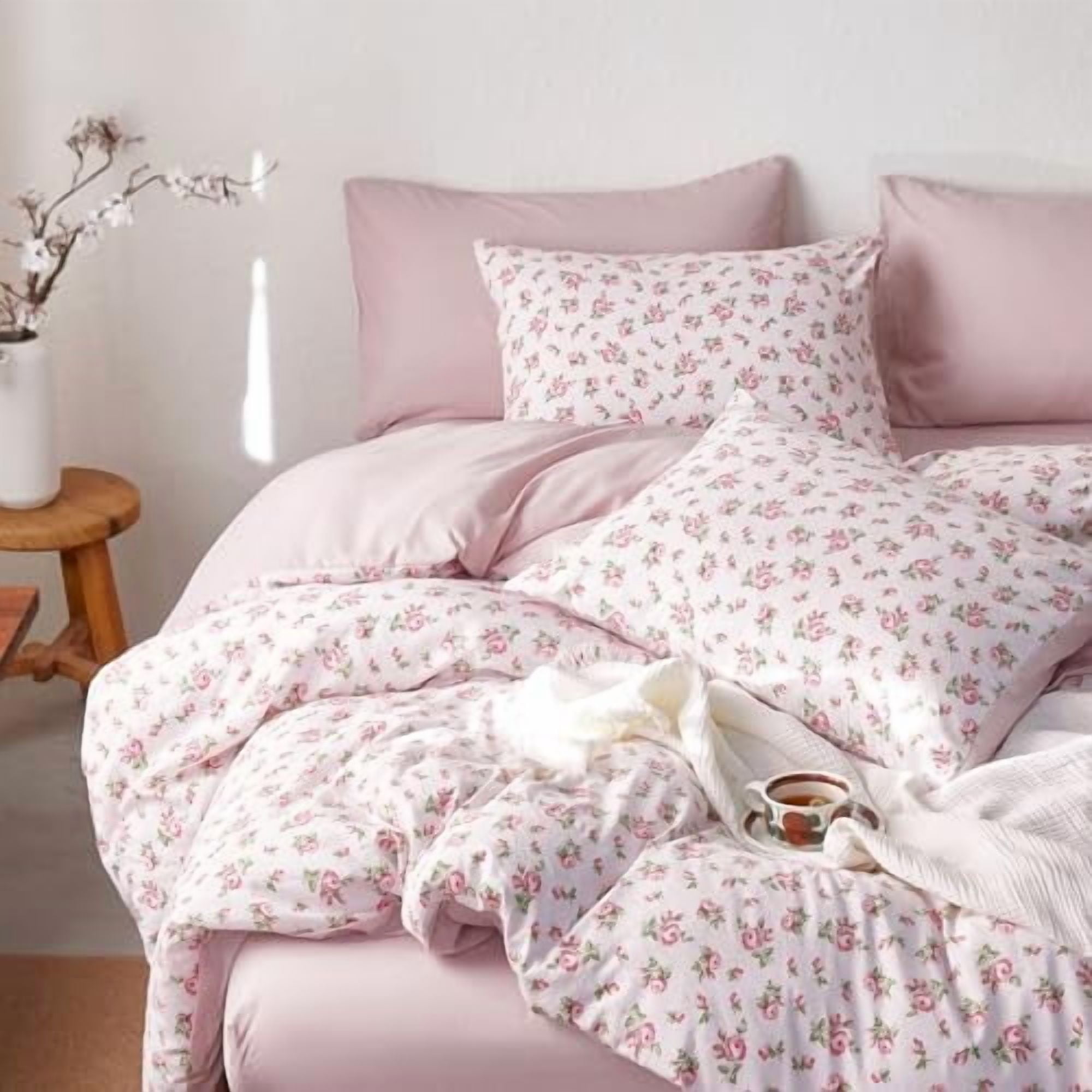 - Floral Comforter Set, Coquette Cottagecore Aesthetic Flower Shabby ...