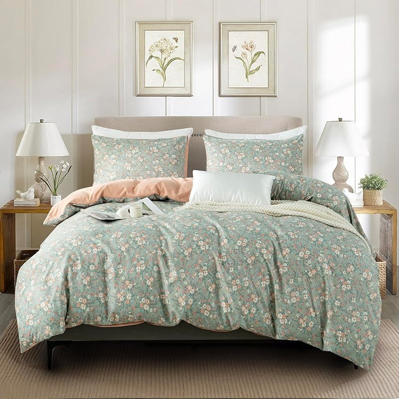 Floral Comforters Queen Size 3 Pieces Soft Cute Floral Bedding ...