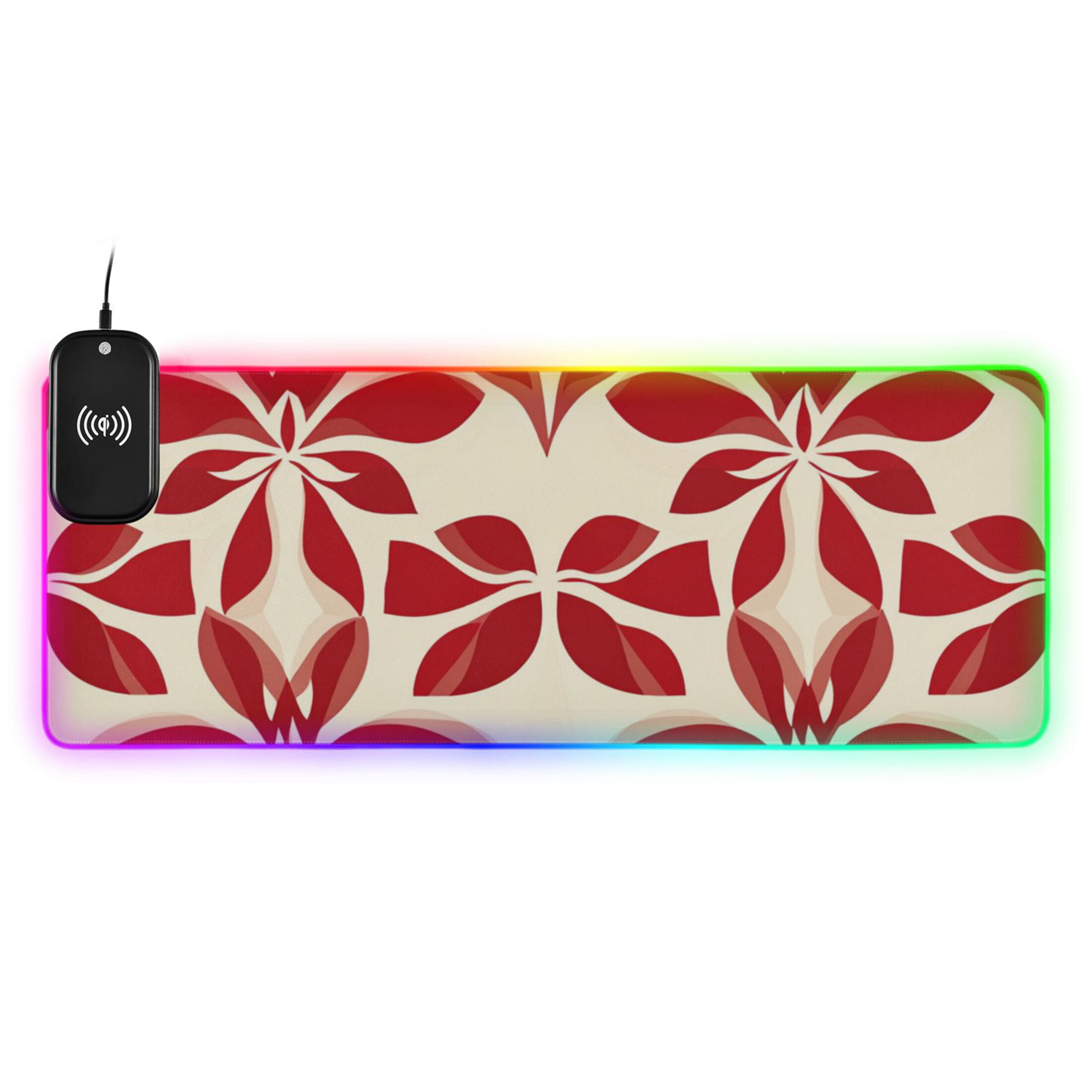 Floral Composed Of Red Leaves Wireless Charging RGB Gaming Mouse Pad ...
