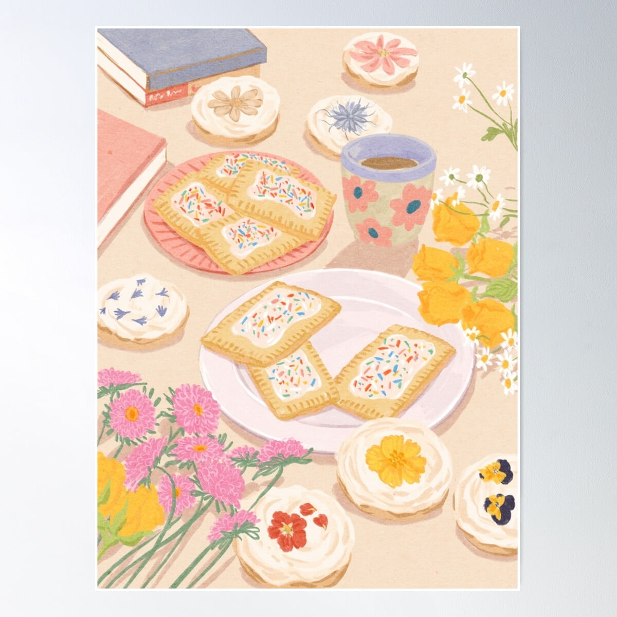 Floral Cookies Poster Wall Art, Modern Wall Decor For Living Room ...