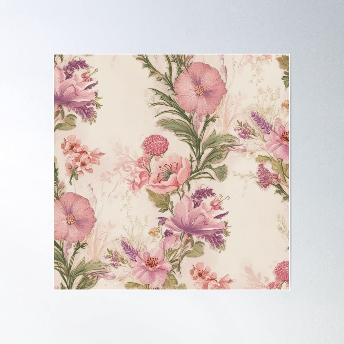 Floral Coquette Pattern Poster Wall Art, Modern Wall Decor For Living ...