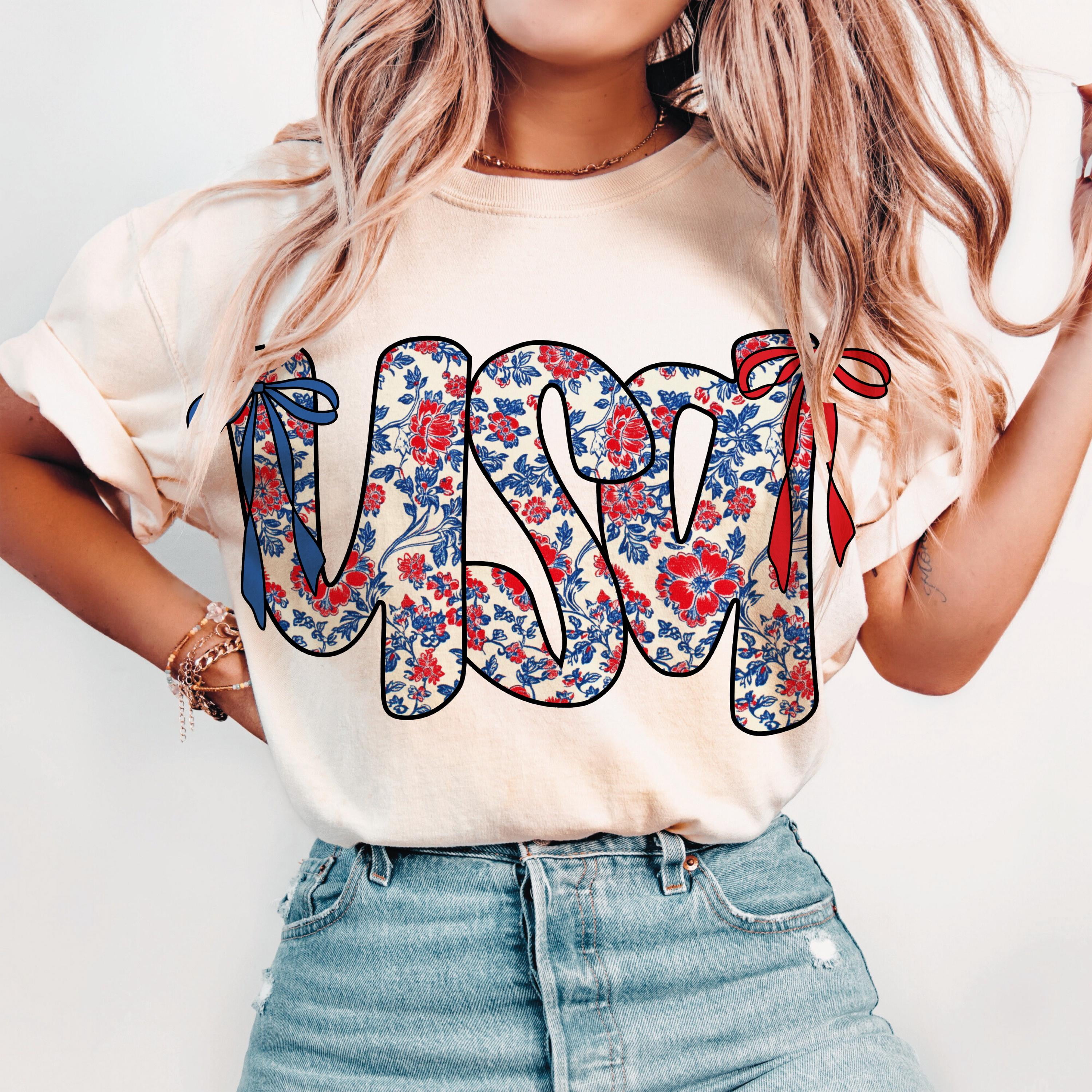 Floral Coquette USA Retro America 4th Of July 4th Of July popular ...