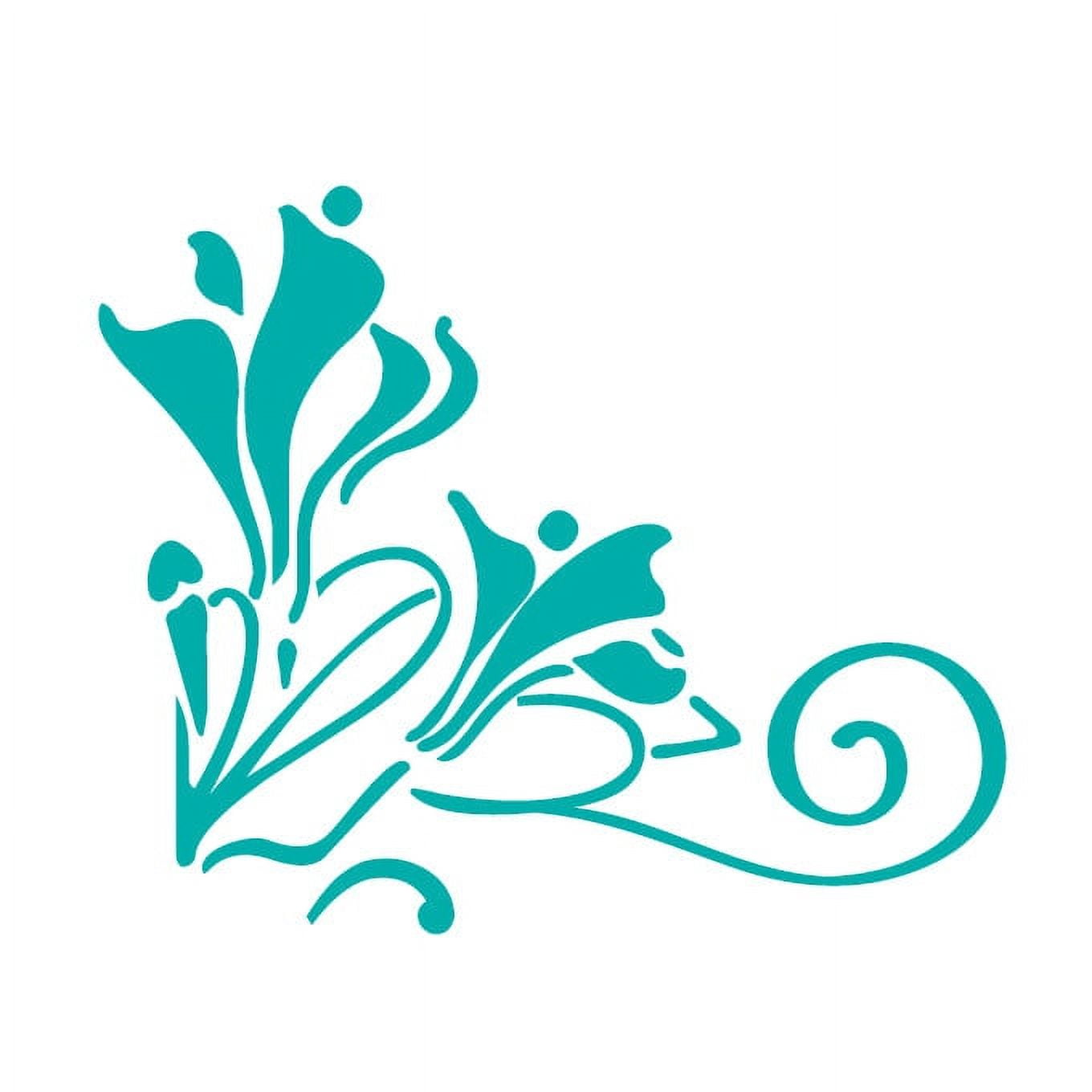 Floral Corner Vinyl Decals - Large - Turquoise - Walmart.com