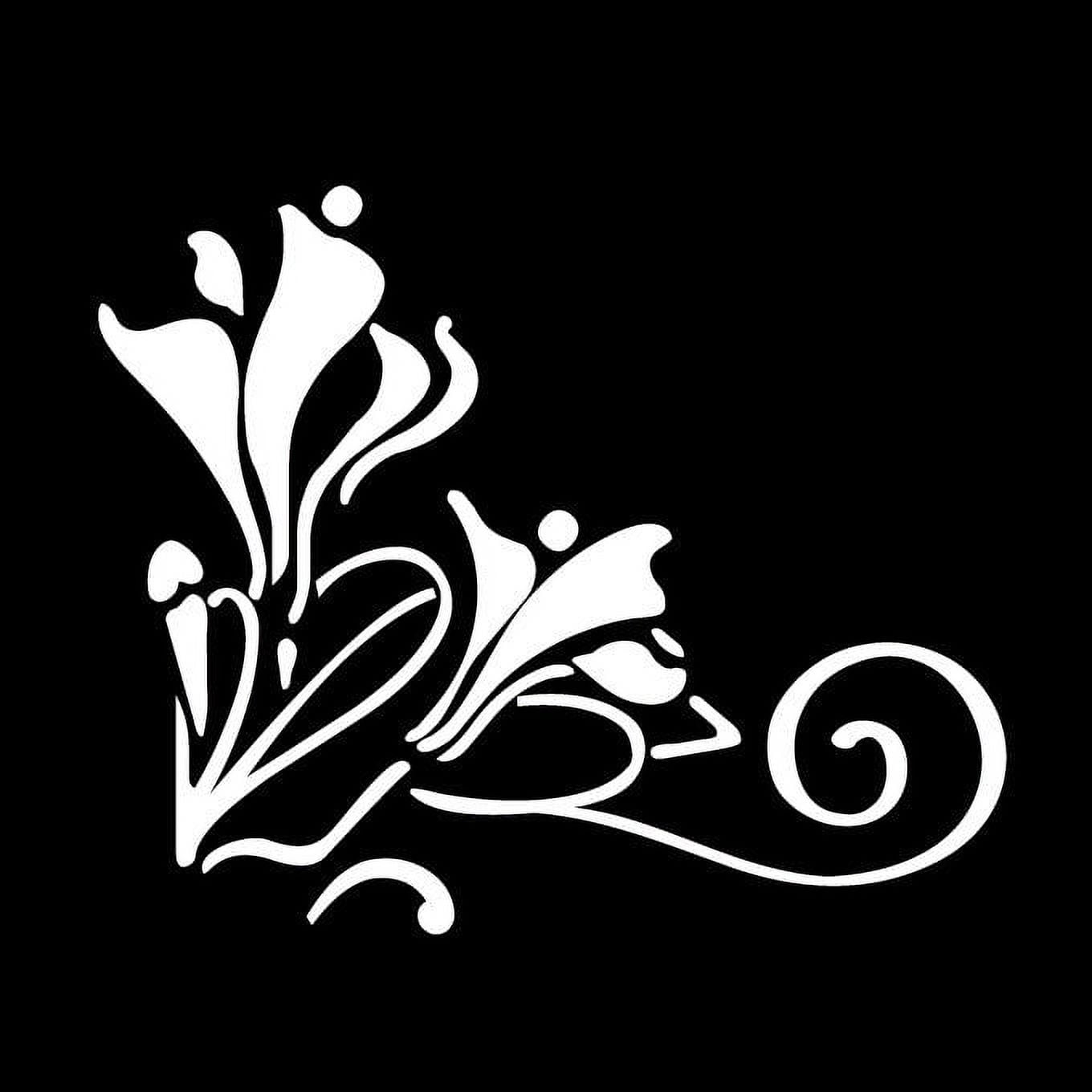 Floral Corner Vinyl Decals - Medium - White - Walmart.com