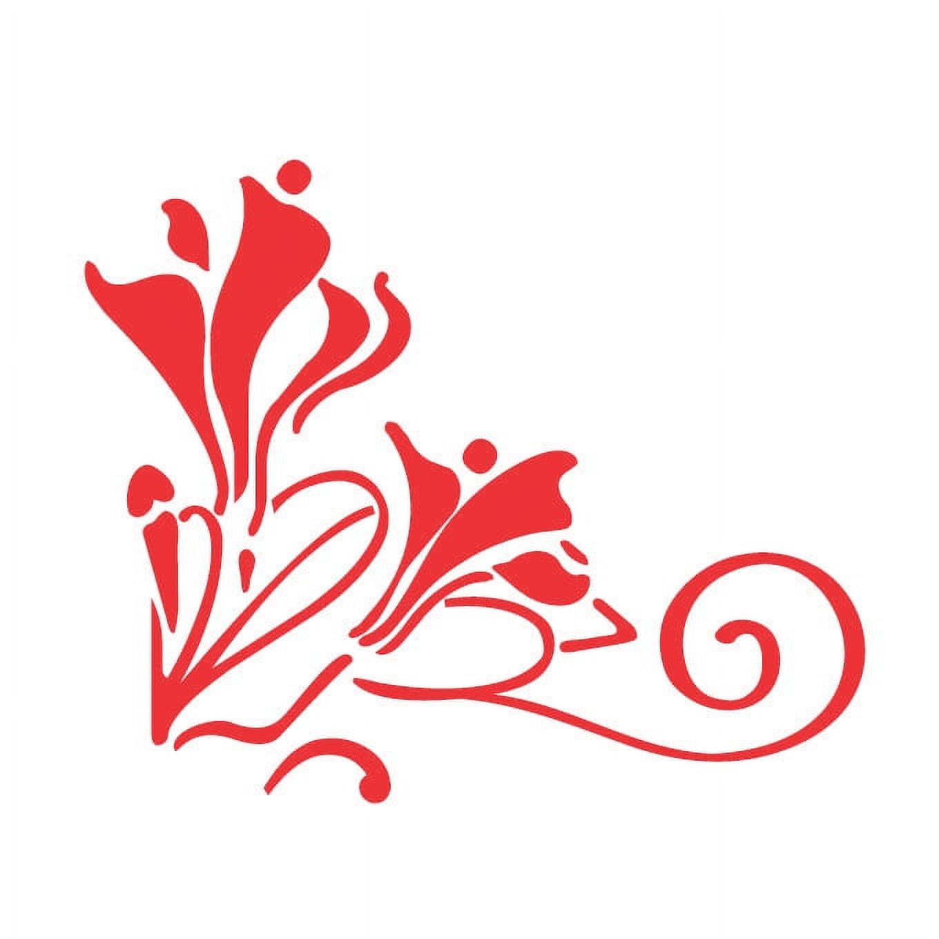 Floral Corner Vinyl Decals - Small - Red - Walmart.com