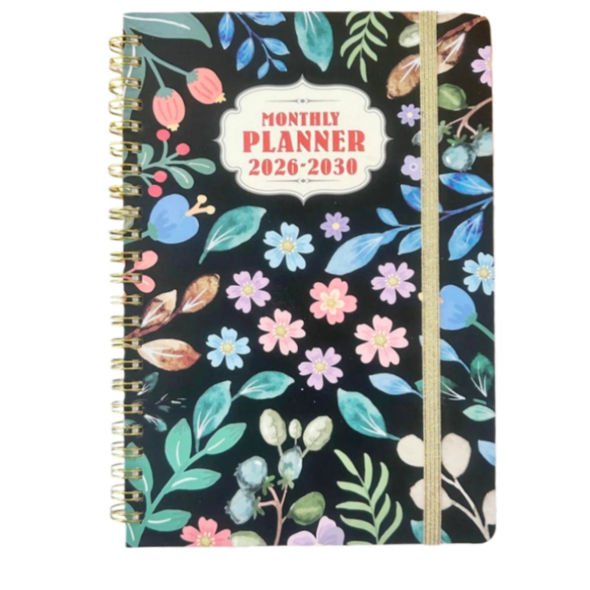 Floral Cover 2026-2030 Calendar Planner Notebook - Spiral Bound ...