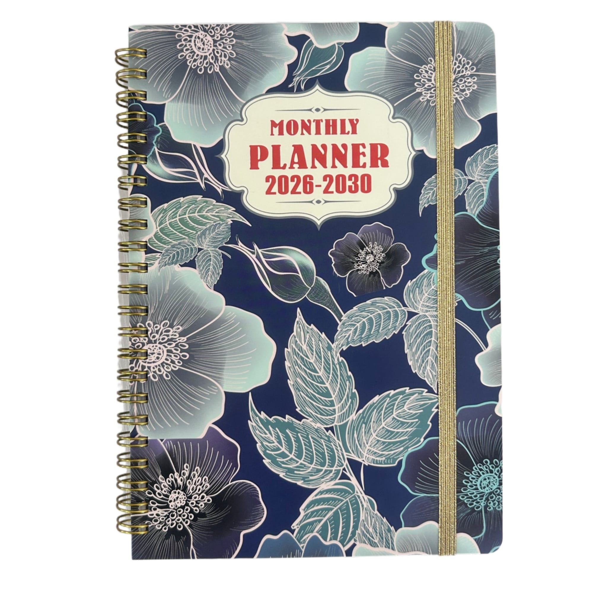 Floral Cover 2026-2030 Calendar Planner Notebook - Spiral Bound ...