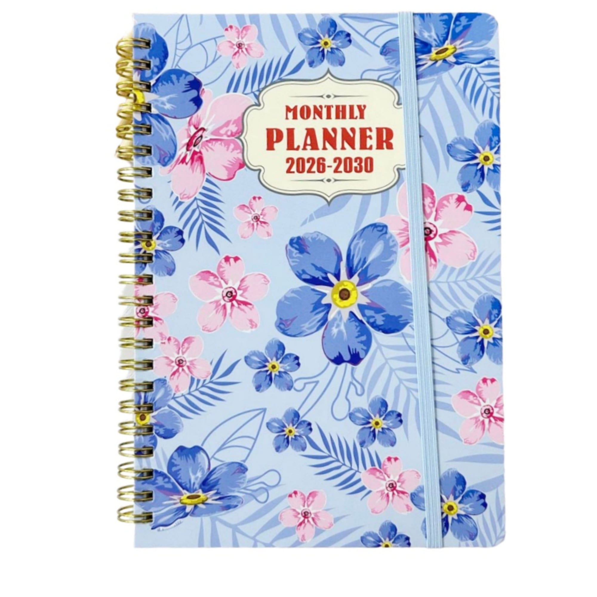 Floral Cover 2026-2030 Calendar Planner Notebook - Spiral Bound ...