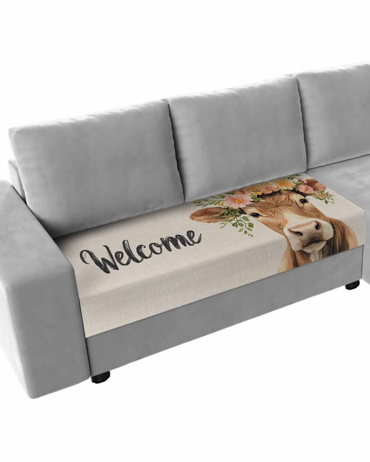 Floral Cow Sofa Couch Cushion Covers Washable, Removable Stretchable ...