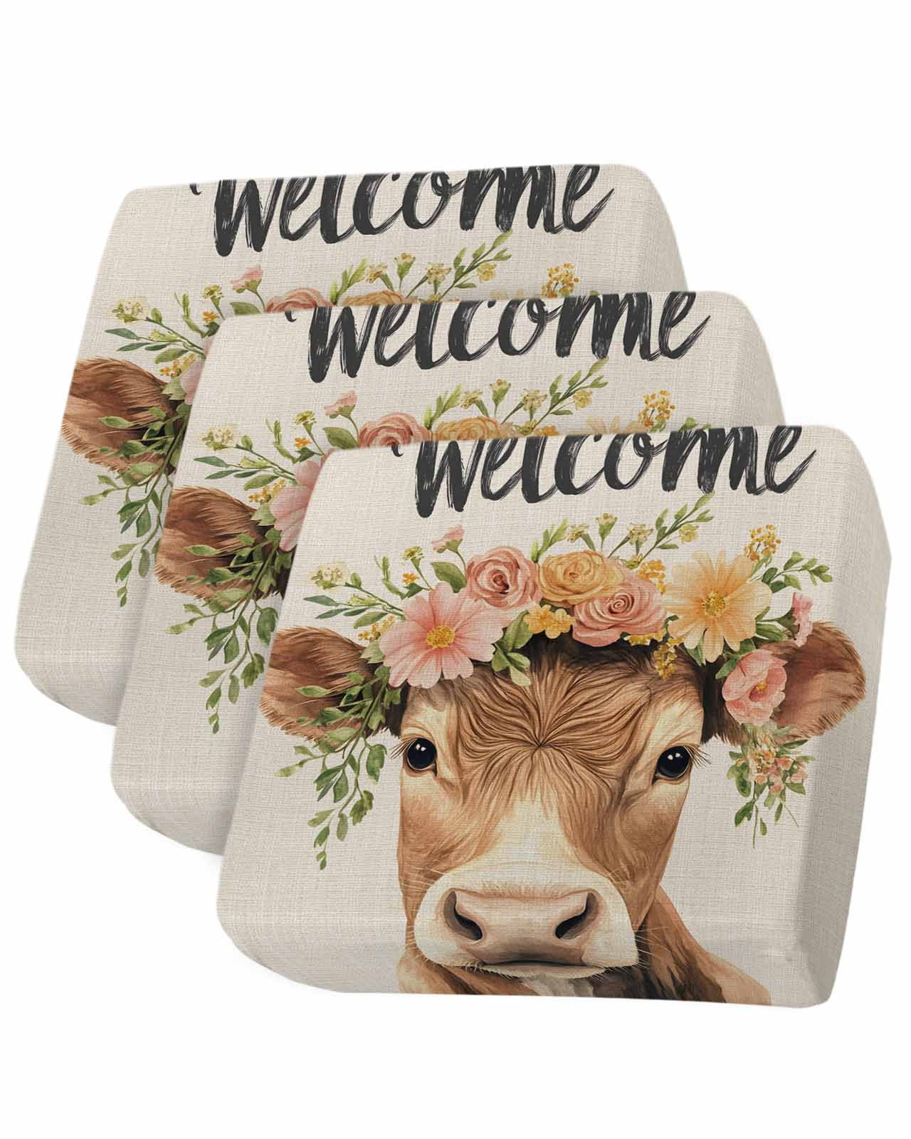 Floral Cow Sofa Couch Cushion Covers Washable, Removable Stretchable ...