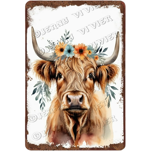 Floral Cow Vintage Aluminum Sign 12"x8" New Metal Sign Retro Style ...