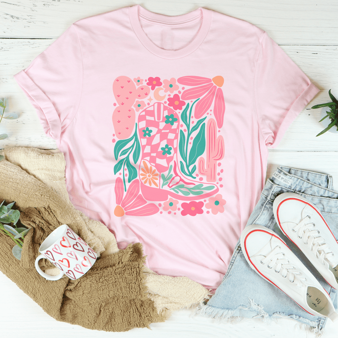 Floral Cowboy Boot Tee White S Peachy Sunday T-Shirt - Walmart.com