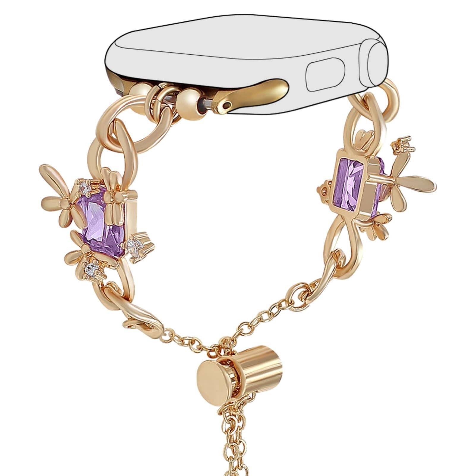 Floral Crystal Metal Bands for Apple Watch 49mm 46mm 45mm 44mm 42mm ...