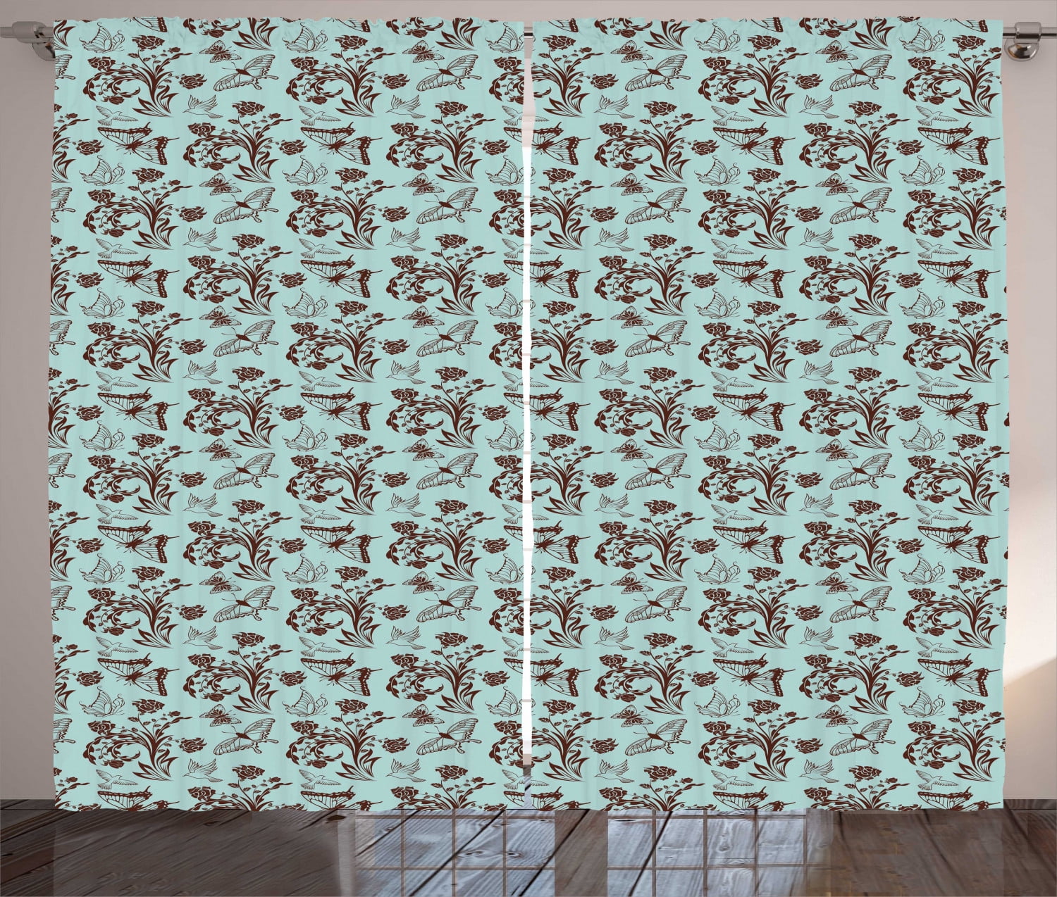 Ambesonne Floral Curtains 2 Panel Set, Bouquet of Blooming Roses, 108 ...