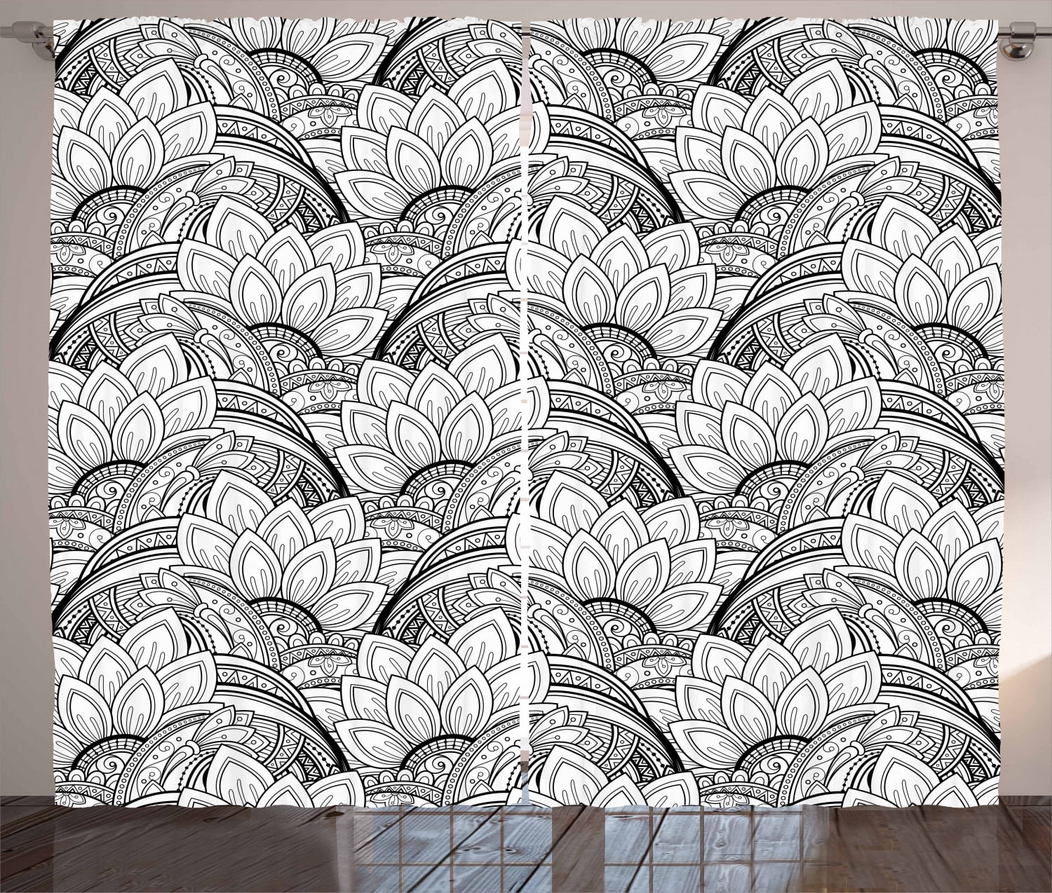 Ambesonne Floral Curtains 2 Panel Set, Paisley Petals, 108" x 90 ...