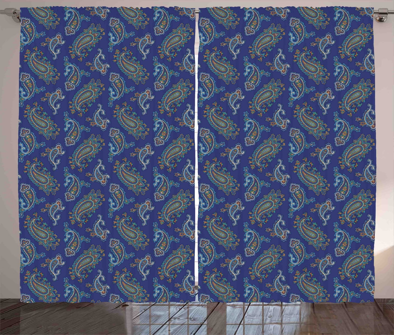 Ambesonne Floral Curtains 2 Panel Set, Droplet Motif, 108" x 90", Dark ...