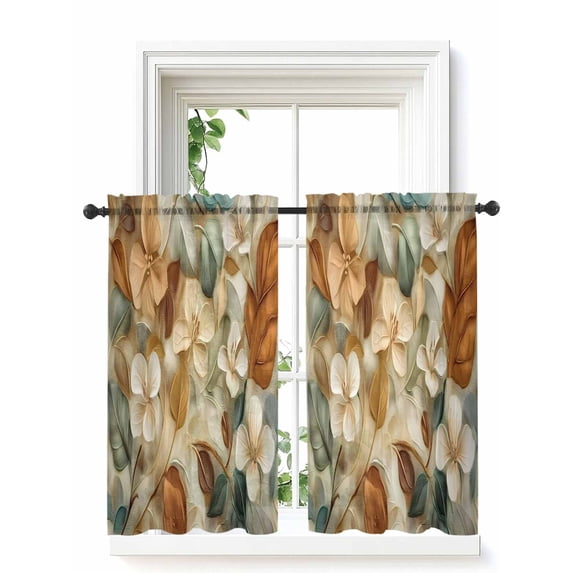 Floral Curtains 45 Inch Length, Sheer Curtains for Bedroom Living Room ...