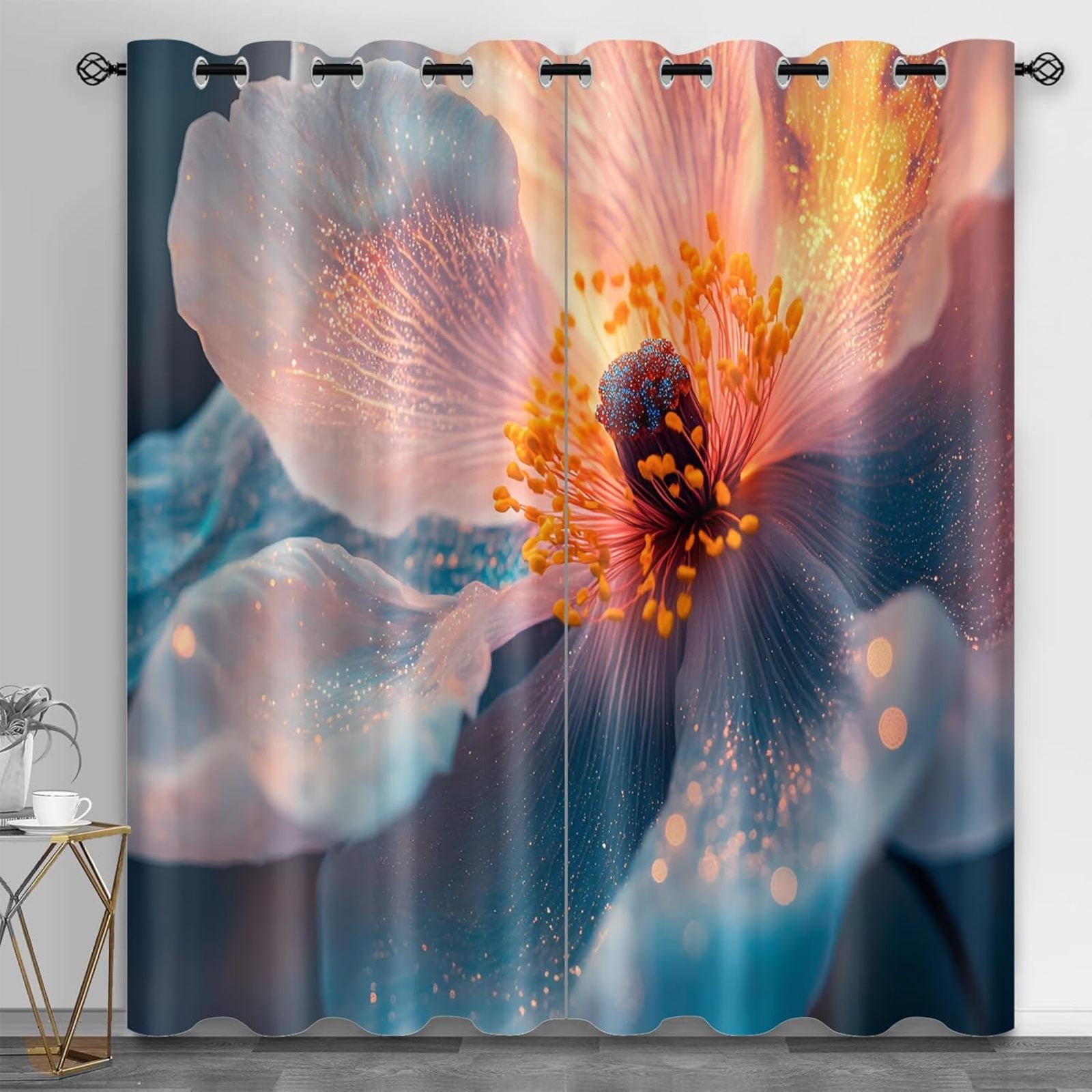 Floral Curtains & Drapes, Blooming Flowers Blackout Curtains For ...