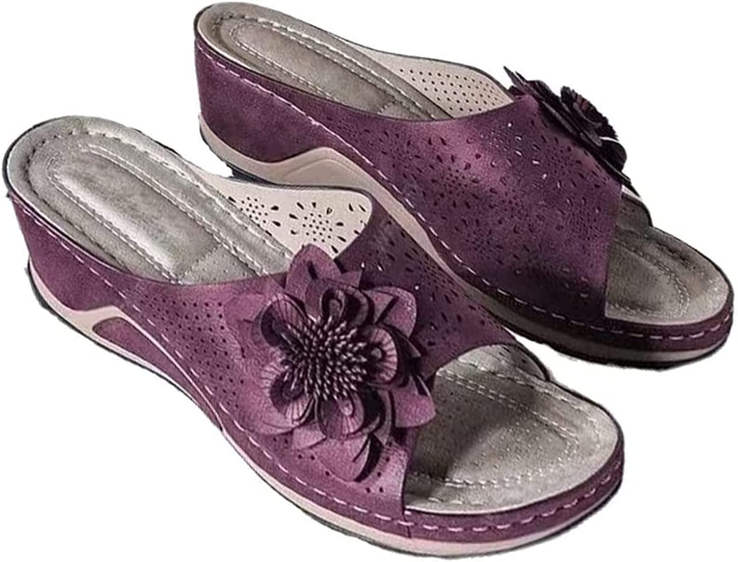 Floral Cutout Women's Leather Soft Insole Orthopedic Arch Support ...