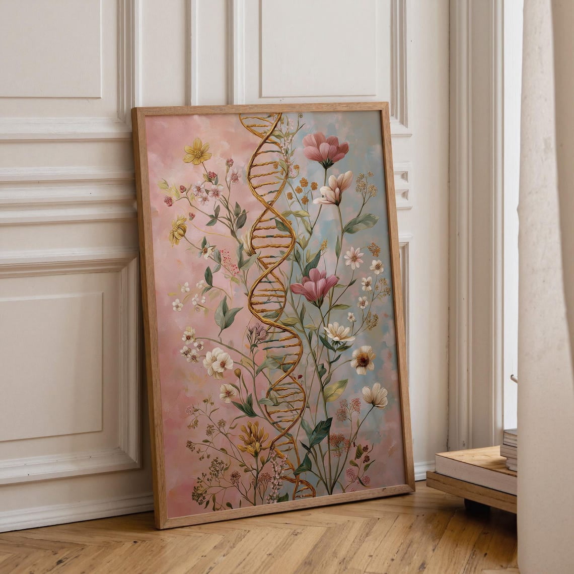 Floral DNA Helix Botanical Science Art Feminine Biology Decor ...