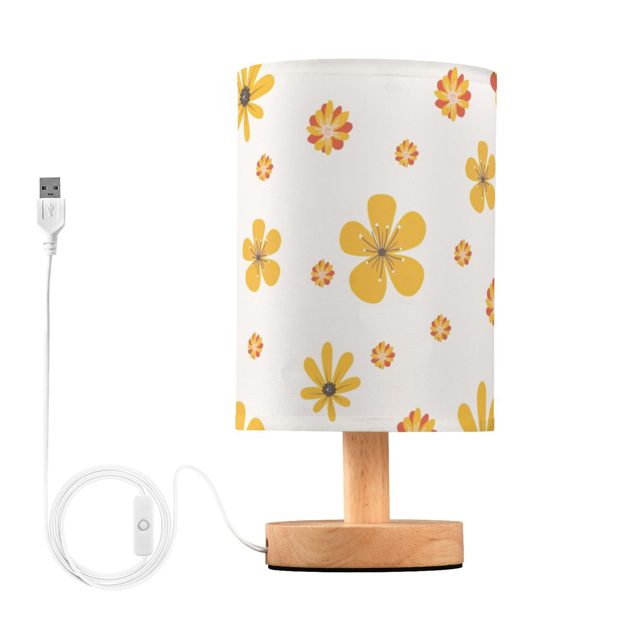 Floral Daisy Bedside Table Lamp LED Warm Lights with USB Charging Port ...