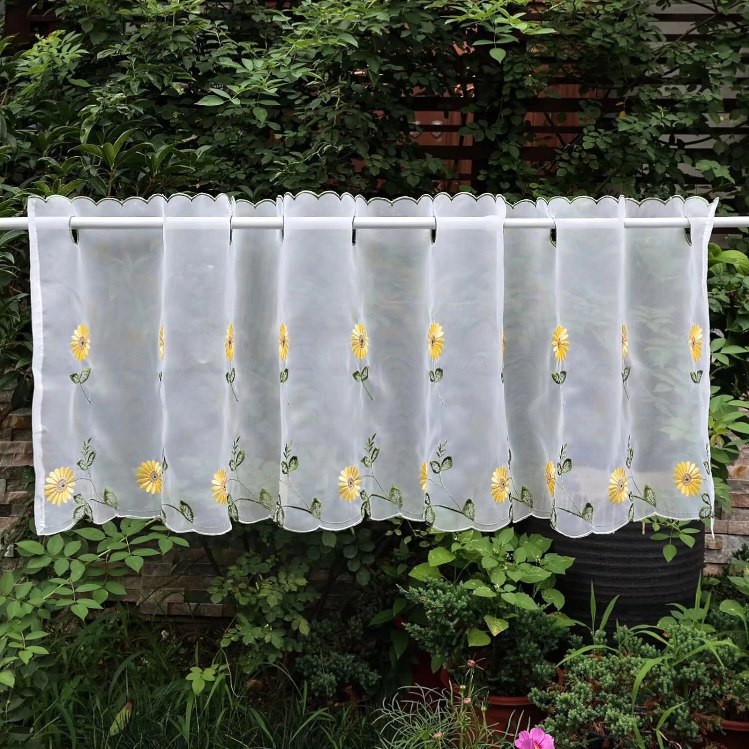 Floral Daisy Curtains for Window Embroidery Pastoral Style Curtains ...