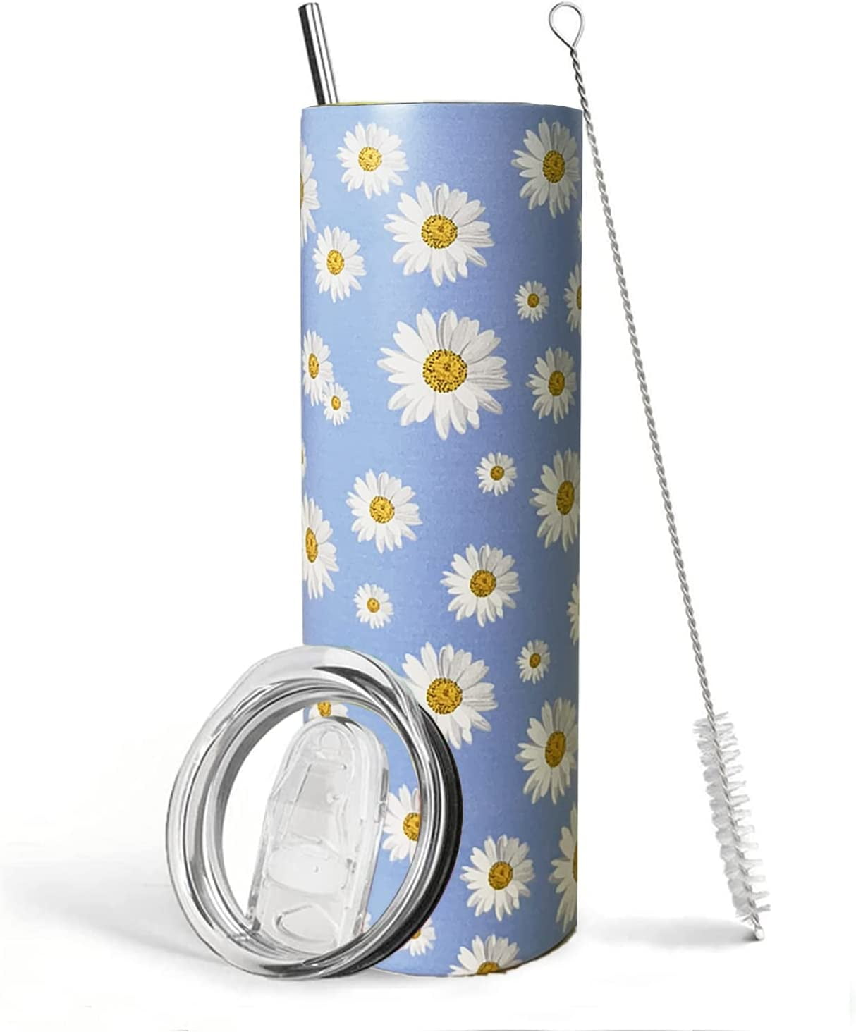 Floral Daisy Flowers Tumbler Daisy Coffee Mug Floral Cup with Lid and ...