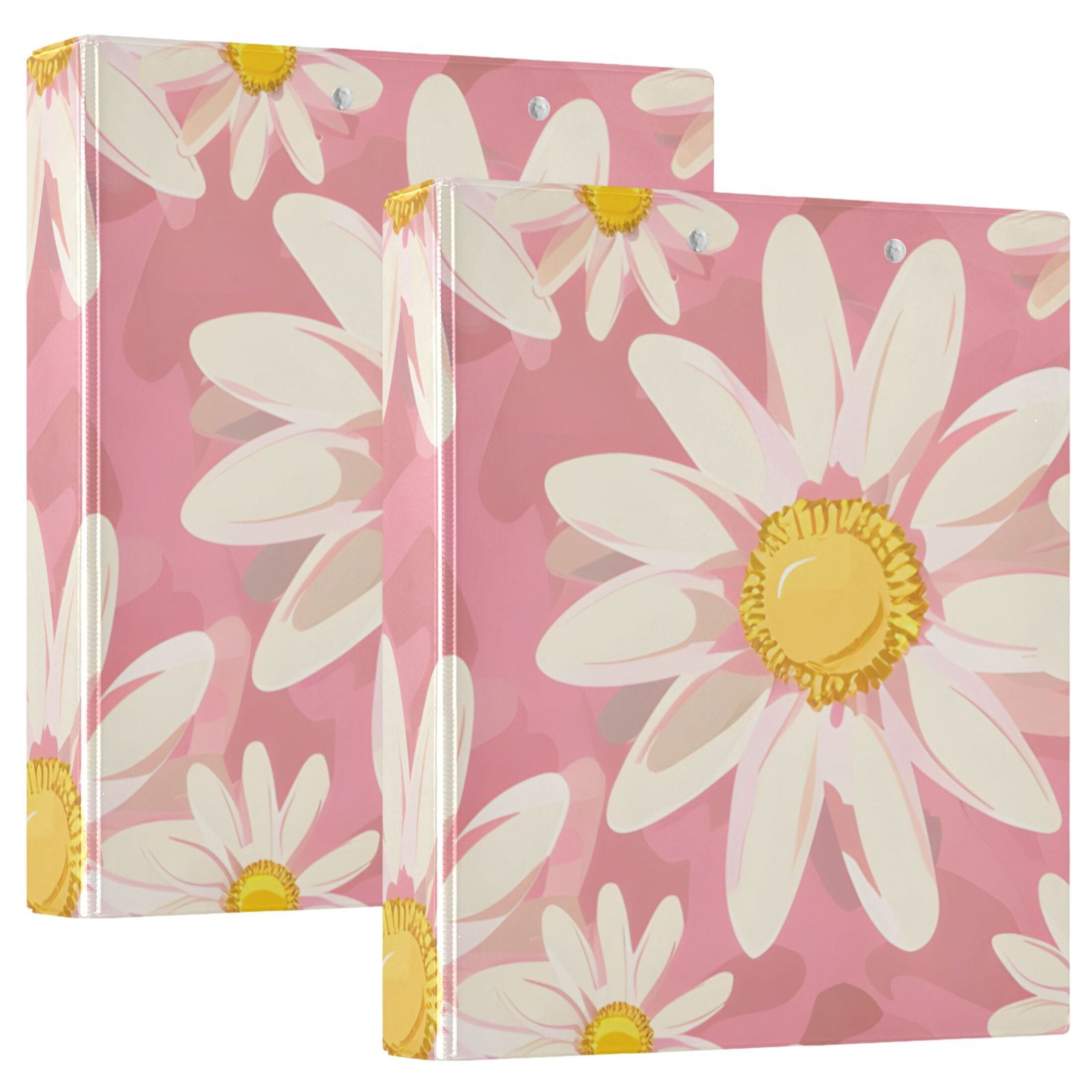 Floral Daisy Hardcover 3 Ring Binder 1.5 inch Round Rings with Interior ...